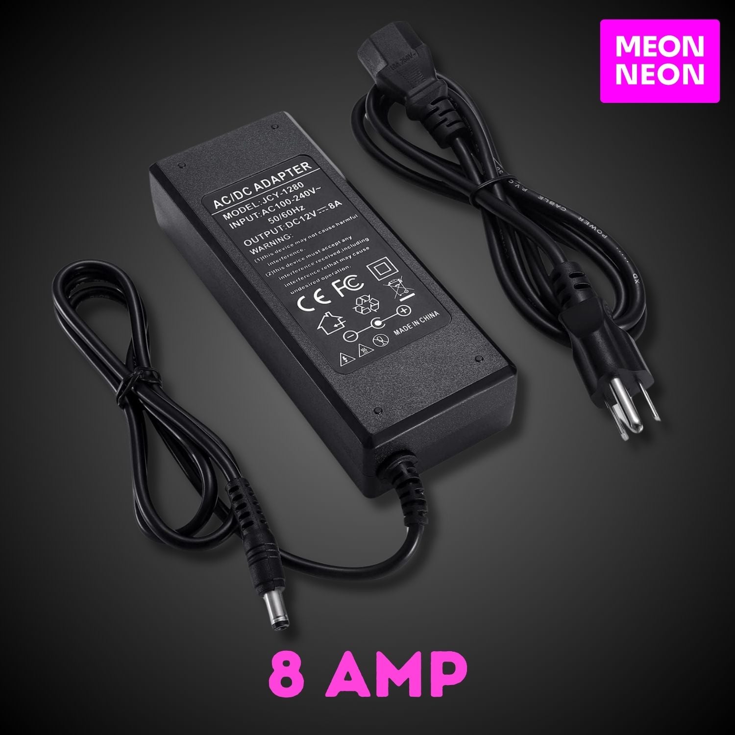 8A LED Power Supply - 12V DC 96W Adapter for LED Neon Signs & Strip Li ...
